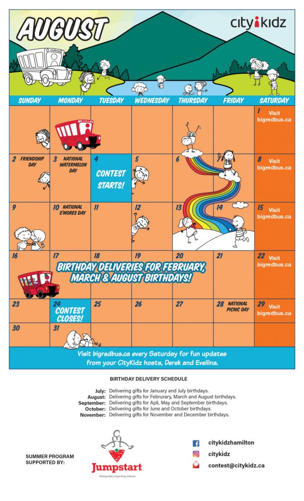 Summer Program Calendar – Big Red Bus